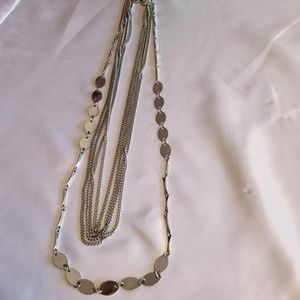 Jewelry | Multilayer Double Drop Silver Necklace | Poshmark